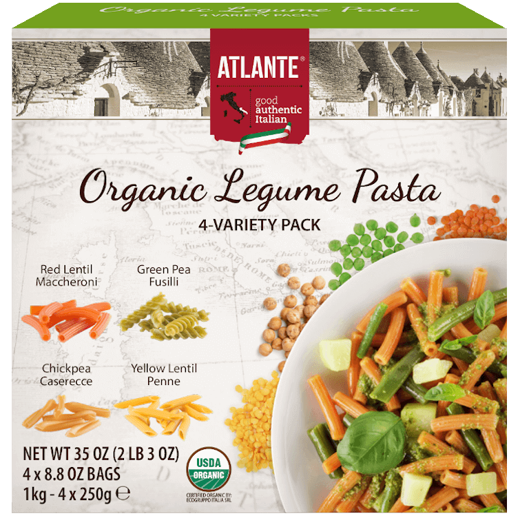 Yellow lentils baked pasta with Arrabbiata Sauce, eggplants and provola ...